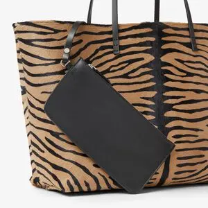 Fendi Medium Roll Tiger-print Cavallino Leather Shopper